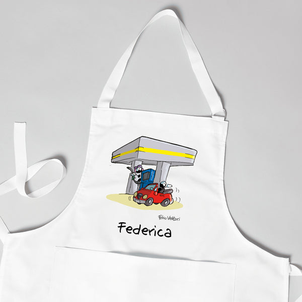Personalized "Cook" white apron with pocket and adjustable buckle on ...